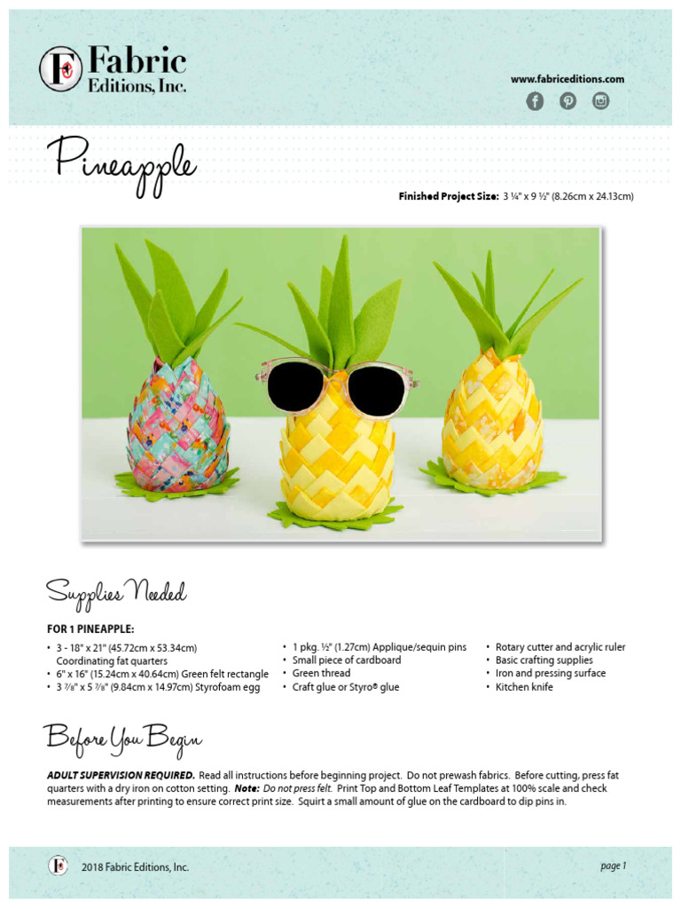 Pineapple Craft Project Instructions | PDF | Home & Garden