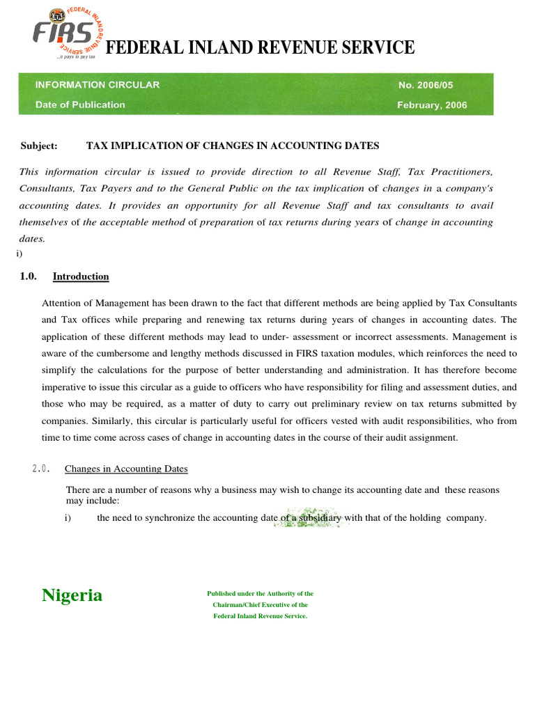 Tax Impact of Accounting Date Changes | PDF | Taxes | Accounting