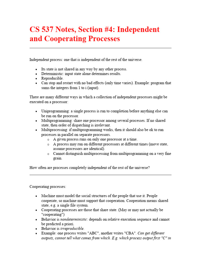 4-Independent and Cooperating Processes | PDF | Process (Computing ...