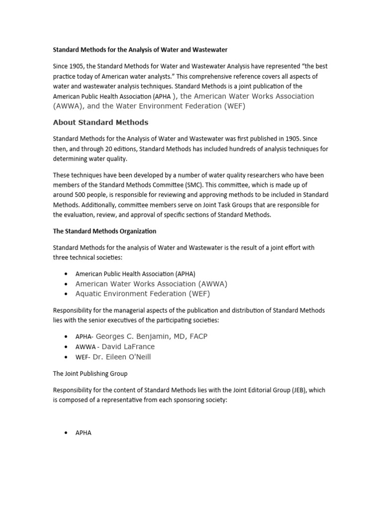 Standard Methods For The Analysis of Water and Wastewater | PDF ...