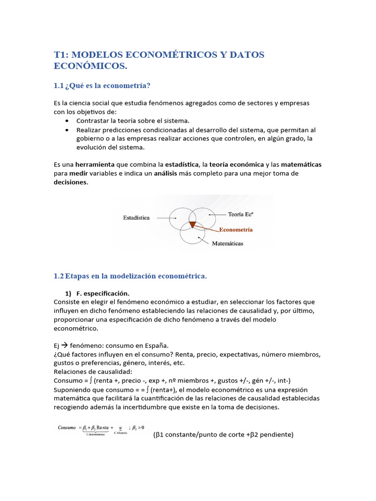 Econometría - Modelos Econométricos | PDF | Econometría | Ciencias económicas