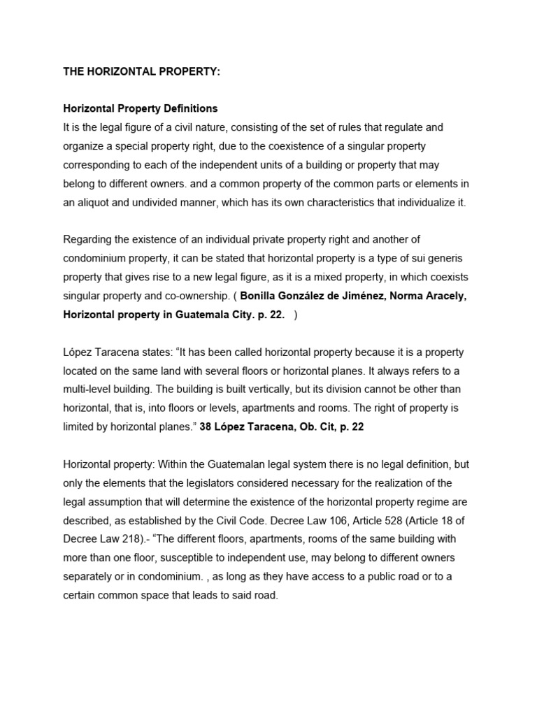 Horizontal Property | PDF | Property | Concurrent Estate