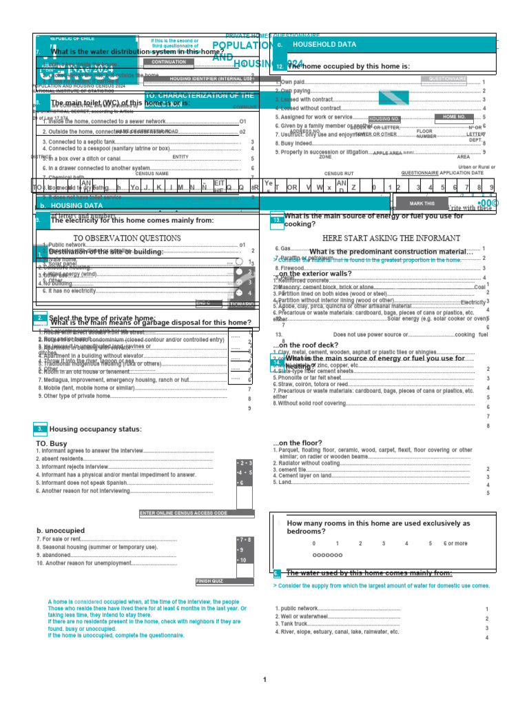 2024 Census Questionnaire | PDF | Census | Flooring