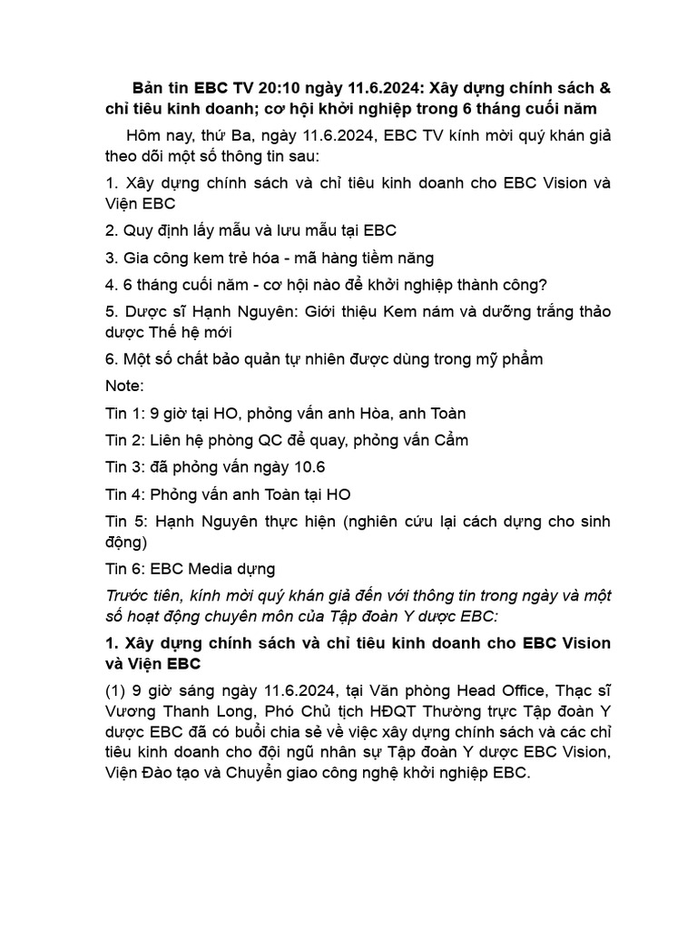 Bản Tin EBC TV 20-10 Ngày 11.6.2024 | PDF