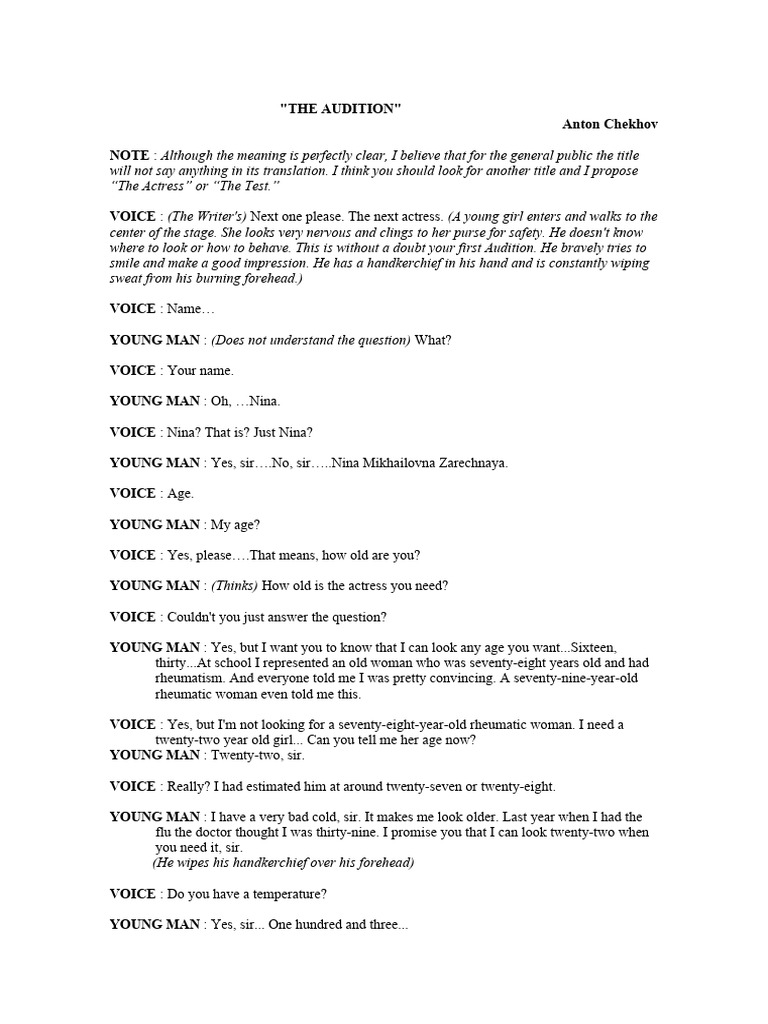 The Audition - Anton Chekhov | PDF