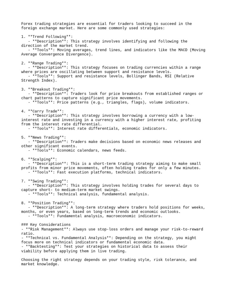 Forex Trading Strategies Overview | PDF | Technical Analysis | Foreign ...
