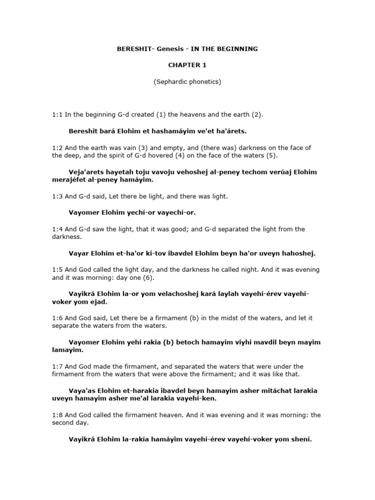 Genesis Chapter 1: Creation Story | PDF | Cain And Abel | Genesis ...