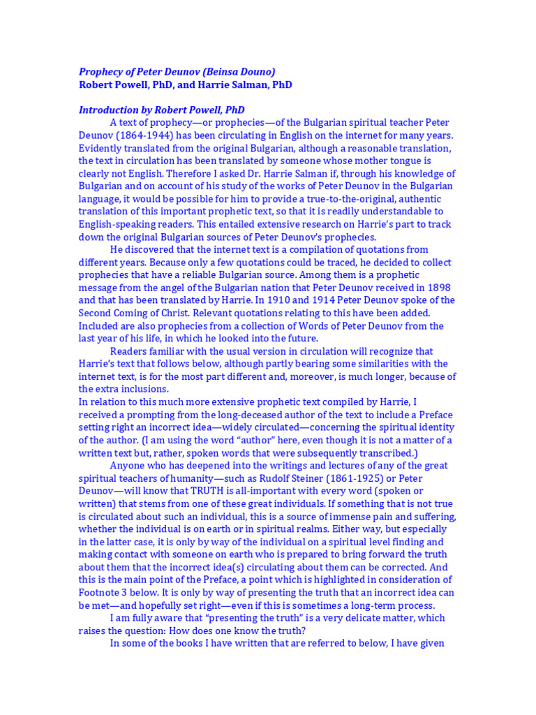 Prophecy of Peter DeunovRobert Powell Harrie Salmanwith Image and ...