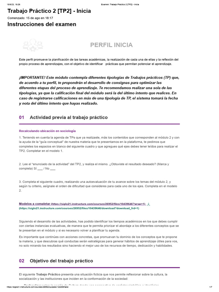 100 Examen Trabajo Practico 2 tp2 Inicia | PDF | Ideologías | Sociedad