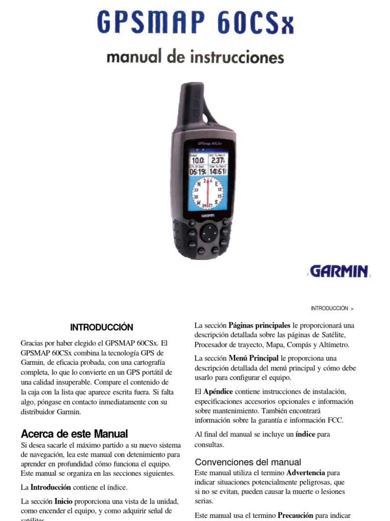 Manual del GPSMAP 60CSx de Garmin | PDF | Sistema de Posicionamiento ...