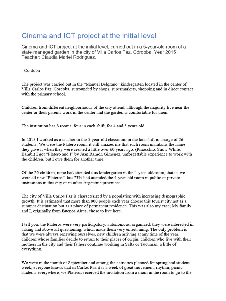 Cinema and ICT Project at The Initial Level | PDF | Movie Theater ...