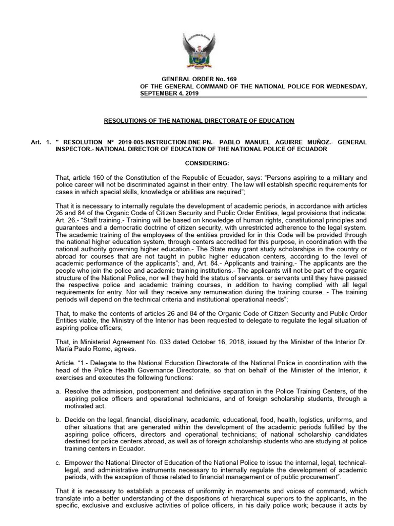 Formal Police Instruction Regulation 1 | PDF | Social Science