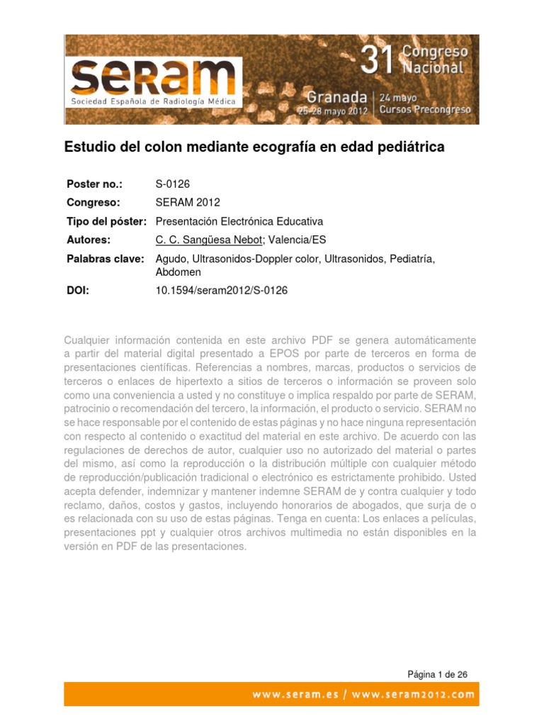 Estudio Del Colon Mediante Ecografia en Edad Pediatrica | PDF ...