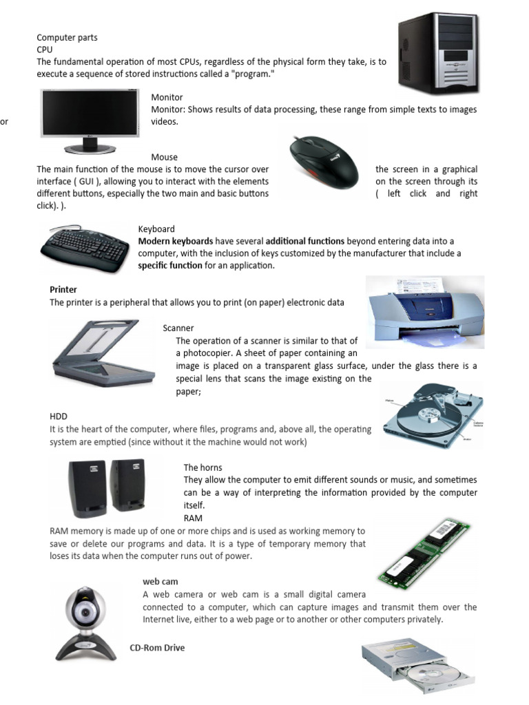 Computer Parts | Download Free PDF | Computer Hardware | Computer Data ...