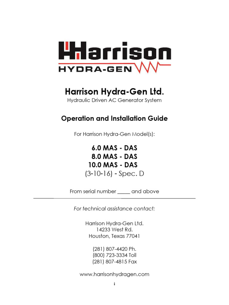 Harrison Hydra Gen 6.0 To 10.0 MAS Spec. D Manual 3 10 16 | PDF | Pump ...