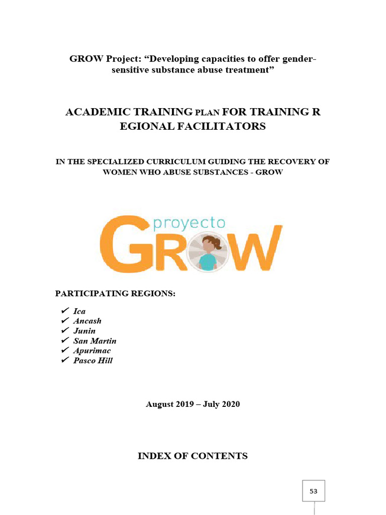 Grow Project Plan | PDF | Mental Health | Substance Abuse