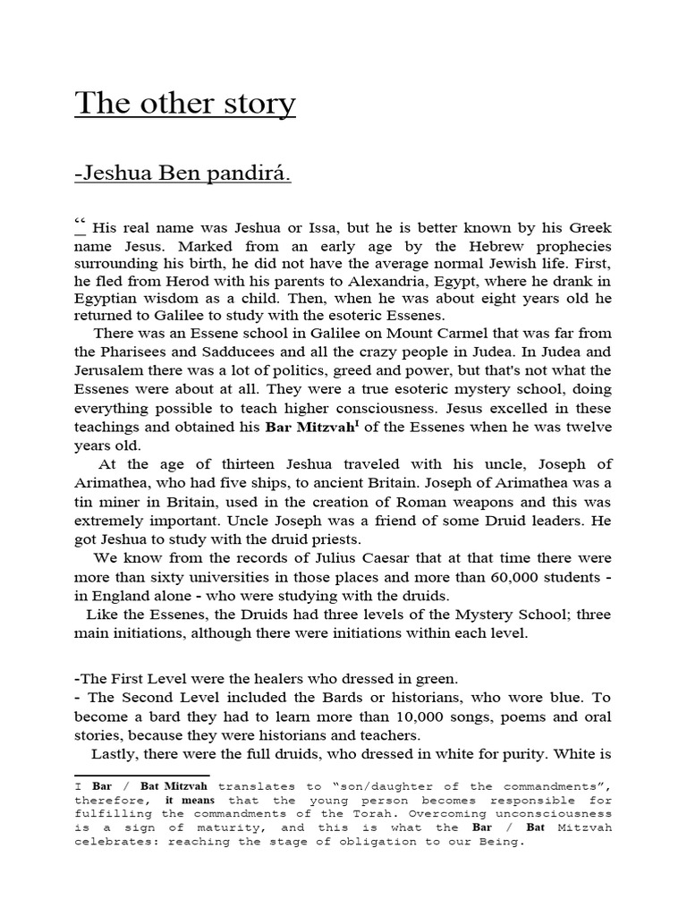 The Other Story of Jeshua Ben Pandira | PDF | Jesus | Soul