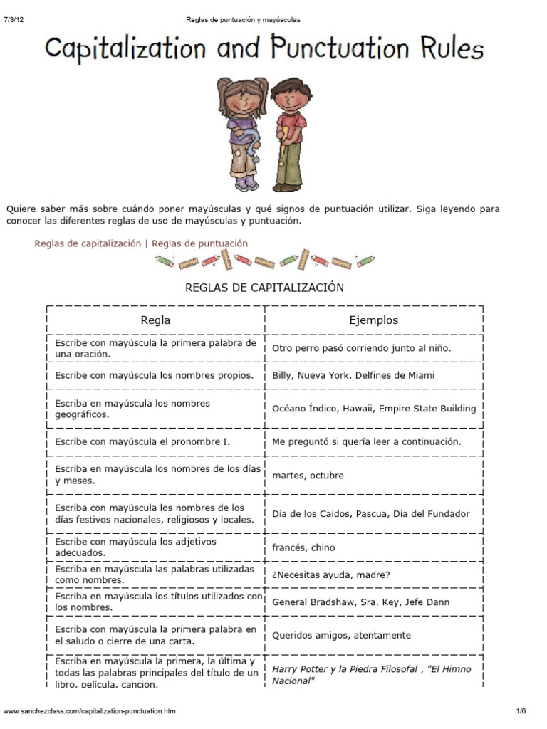 Ejercicios De Capitalizacion Y Puntuacion