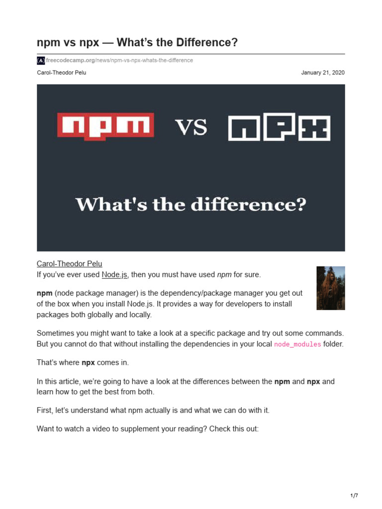 npm vs npx: Key Differences Explained | PDF | Computer Science ...