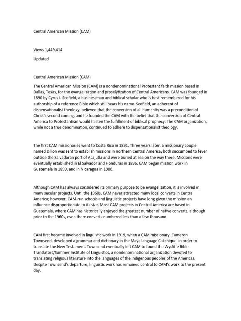 Central American Mission | PDF | Christian Mission | Religious Conversion