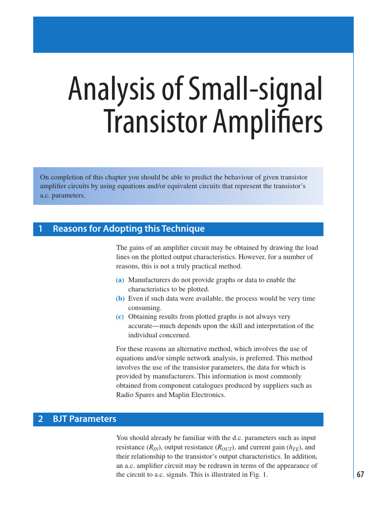 Small-Signal Transistor Amplifier Analysis | PDF | Amplifier | Bipolar ...