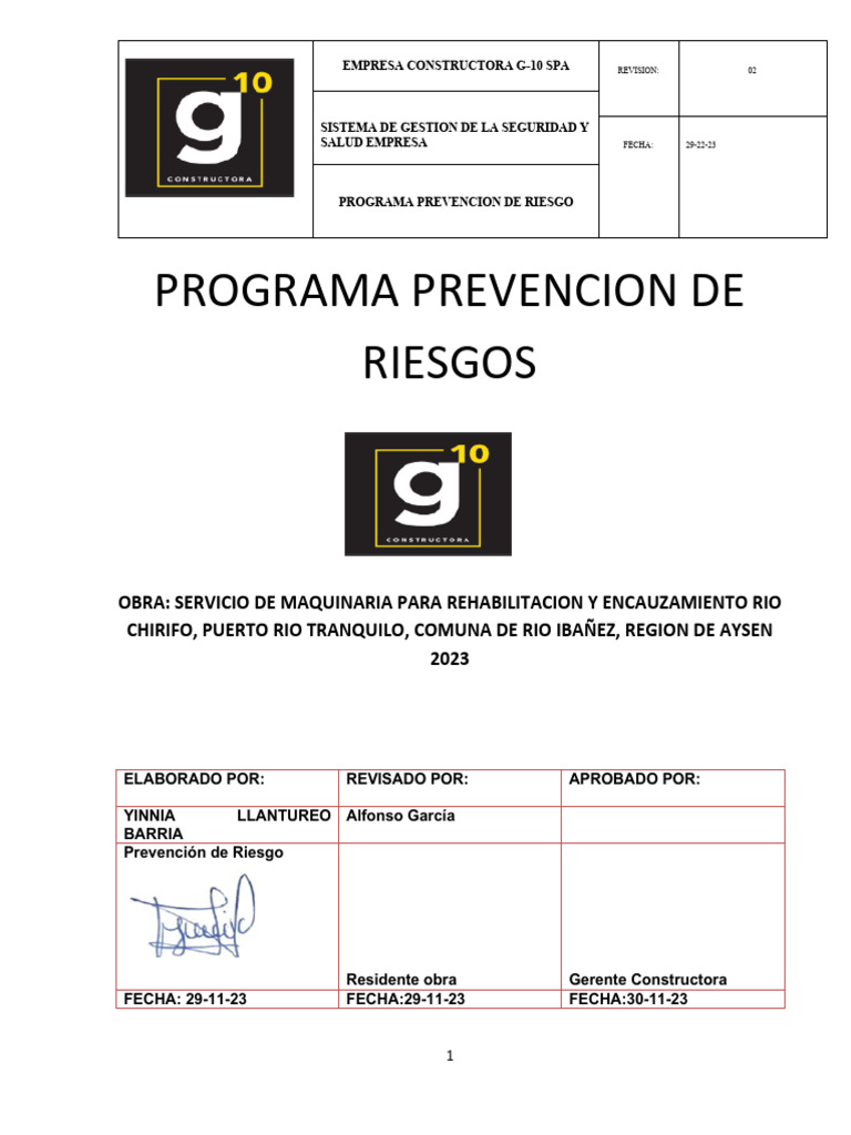 Programa Prevencion Chirifo | PDF | Seguridad y salud ocupacional | Business