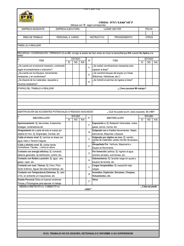 AST Analisis de Trabajo Seguro | PDF | Agua