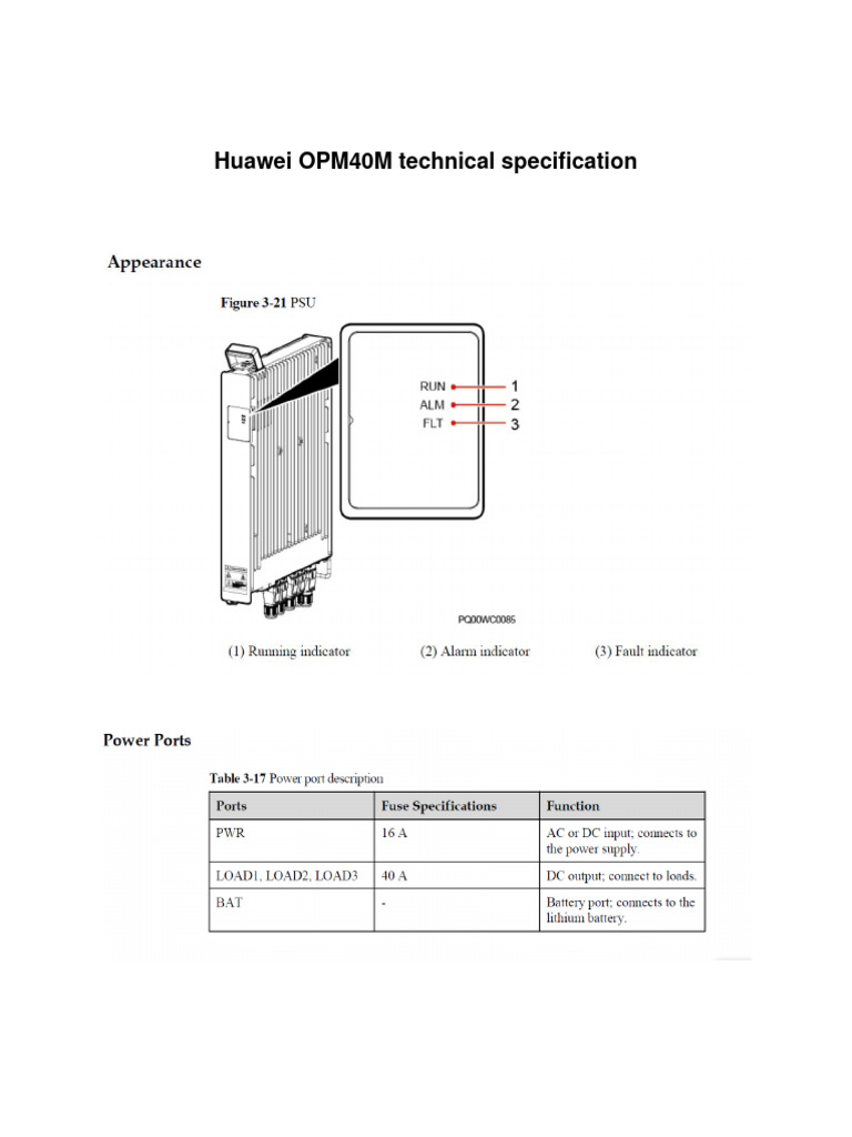 OPM40 Technical Specification | PDF | Mains Electricity | Power Supply