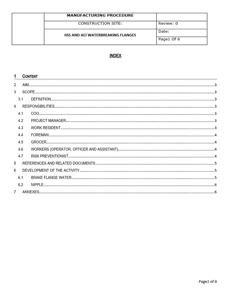 Manufacturing Procedure Water Breaker Flanges and Nipples | PDF | Pipe ...