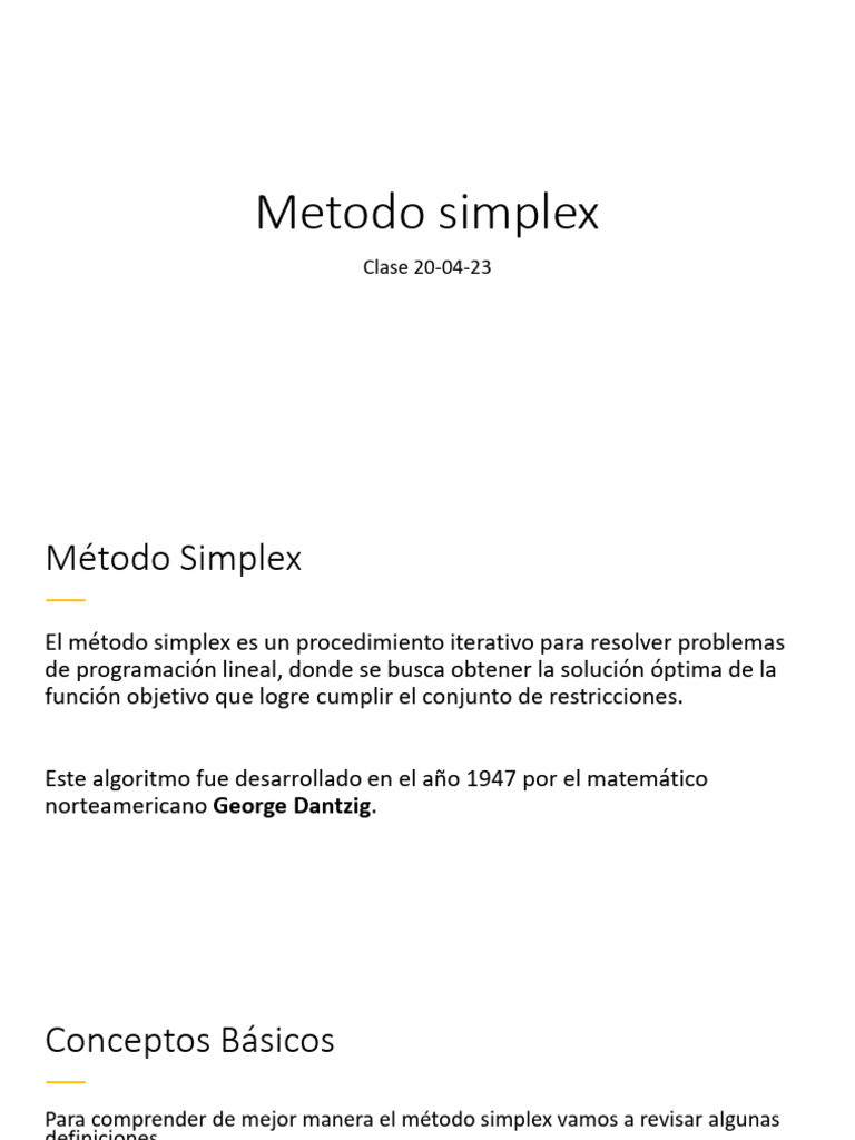 Metodo Simplex | PDF | Programación lineal | Matemáticas Aplicadas