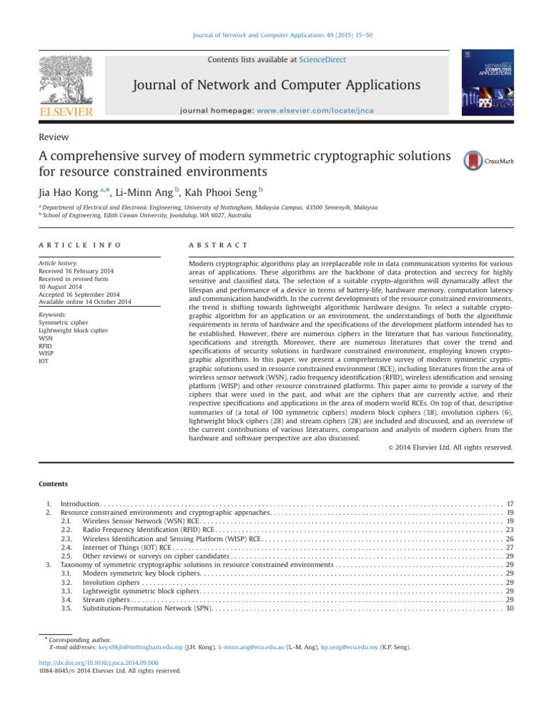 A Comprehensive Survey of Modern Symmetric Cryptographic Solutions ...