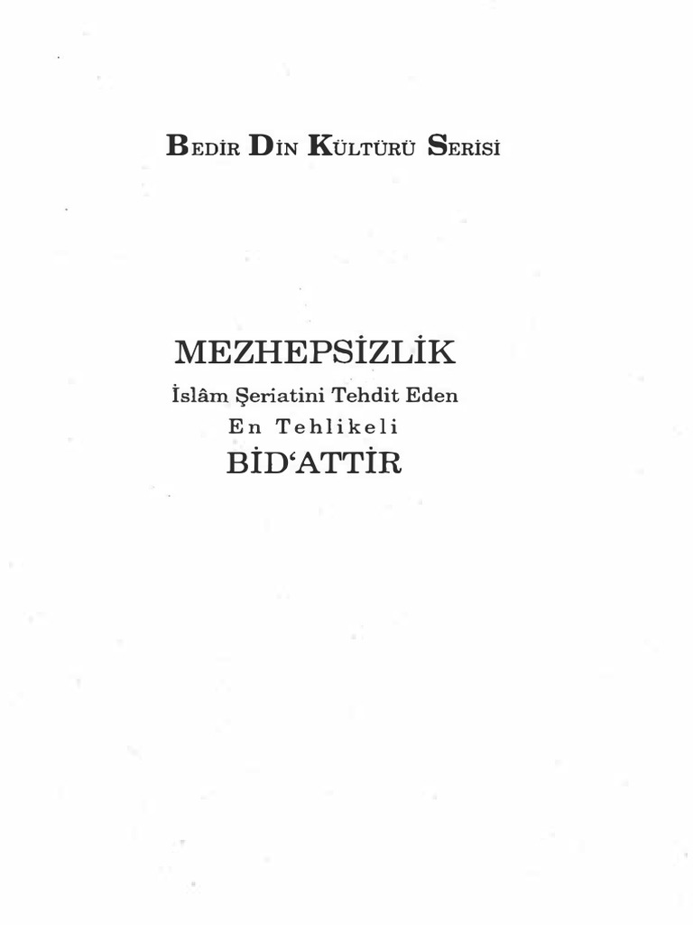 Mezhepsizlik Bidattir El Buti | PDF