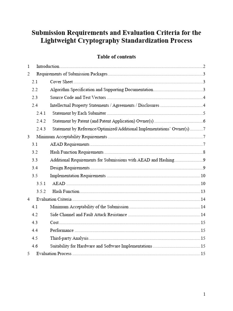 Submission Requirements and Evaluation Criteria For The Lightweight ...