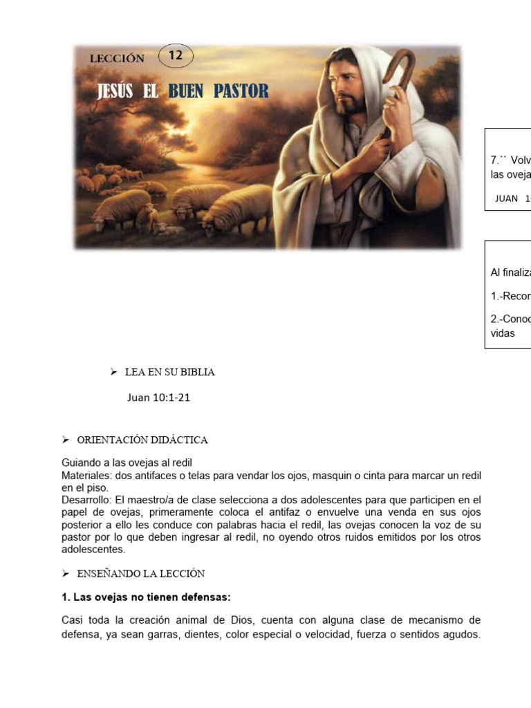 Lección 12 Jesús El Buen Pastor | PDF | Oveja | Amor