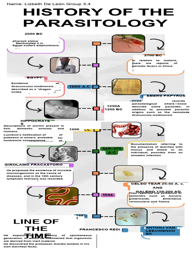 Timeline of The History of PARASITOLOGY | PDF | Parasitology | Parasitism