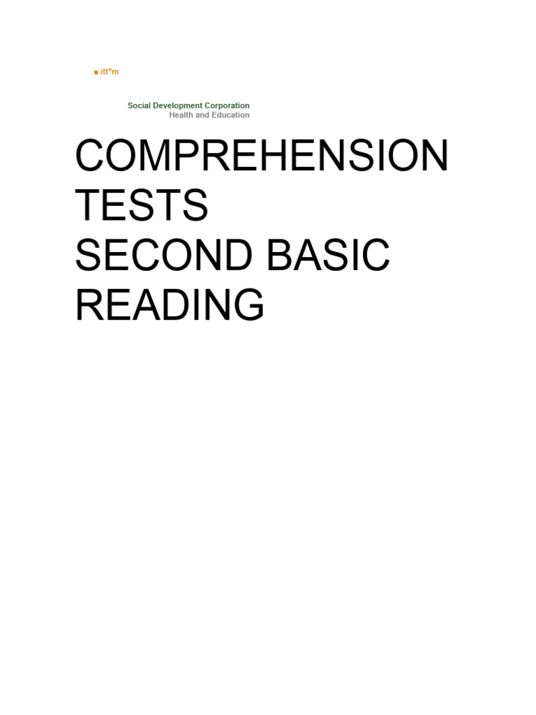 Reading Comprehension Tests 2nd Grade | PDF