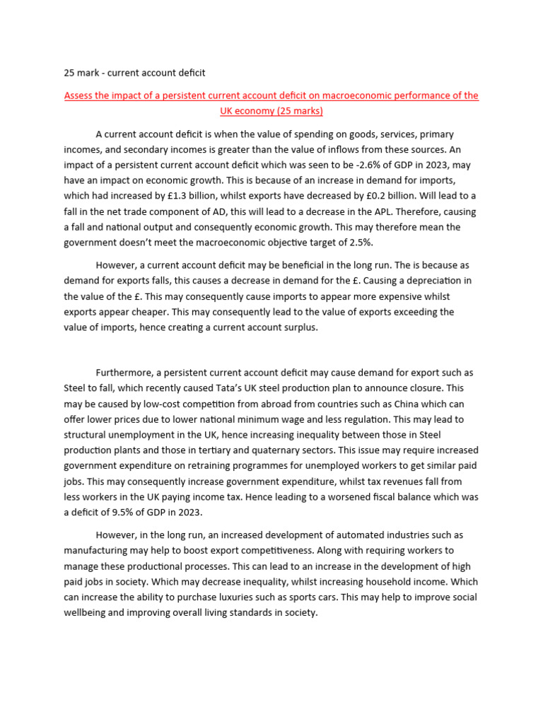 Impact of Current Account Deficit on UK Economy | PDF | Government ...
