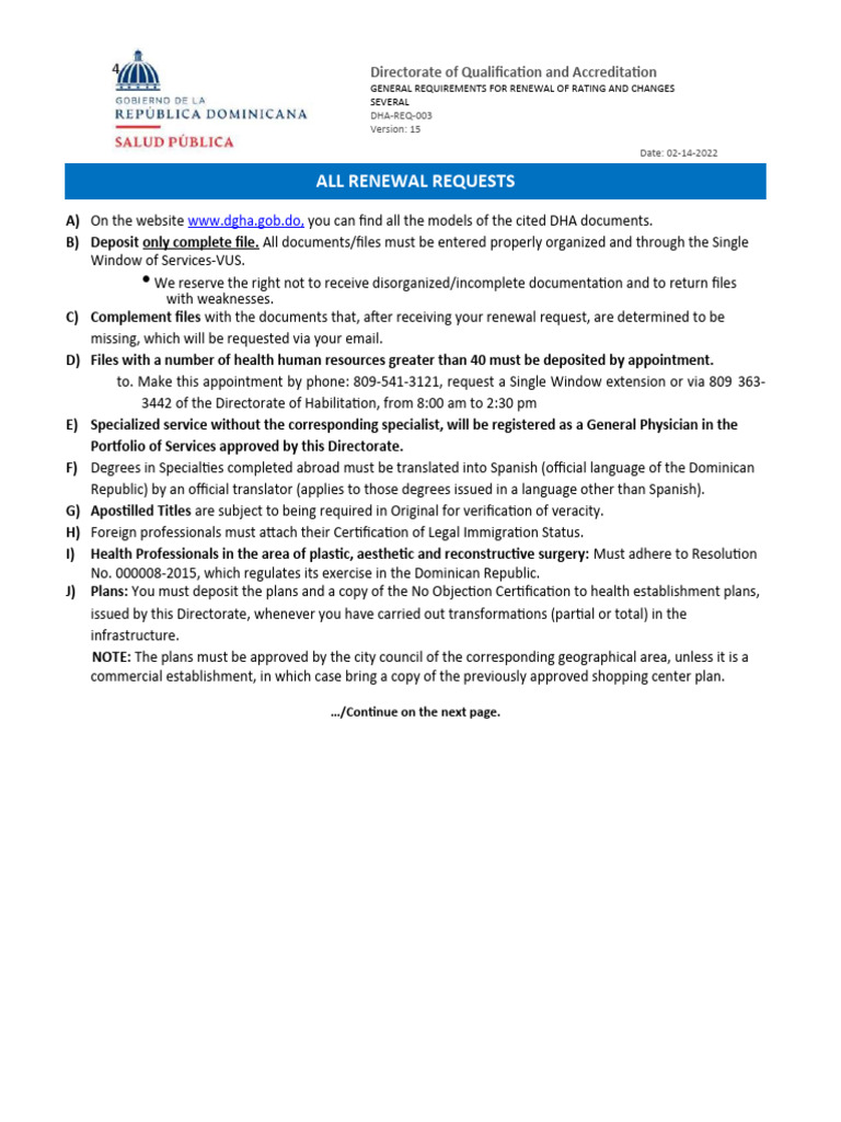 DHA REQ 003 General Requirements For Renewal of Qualification and ...