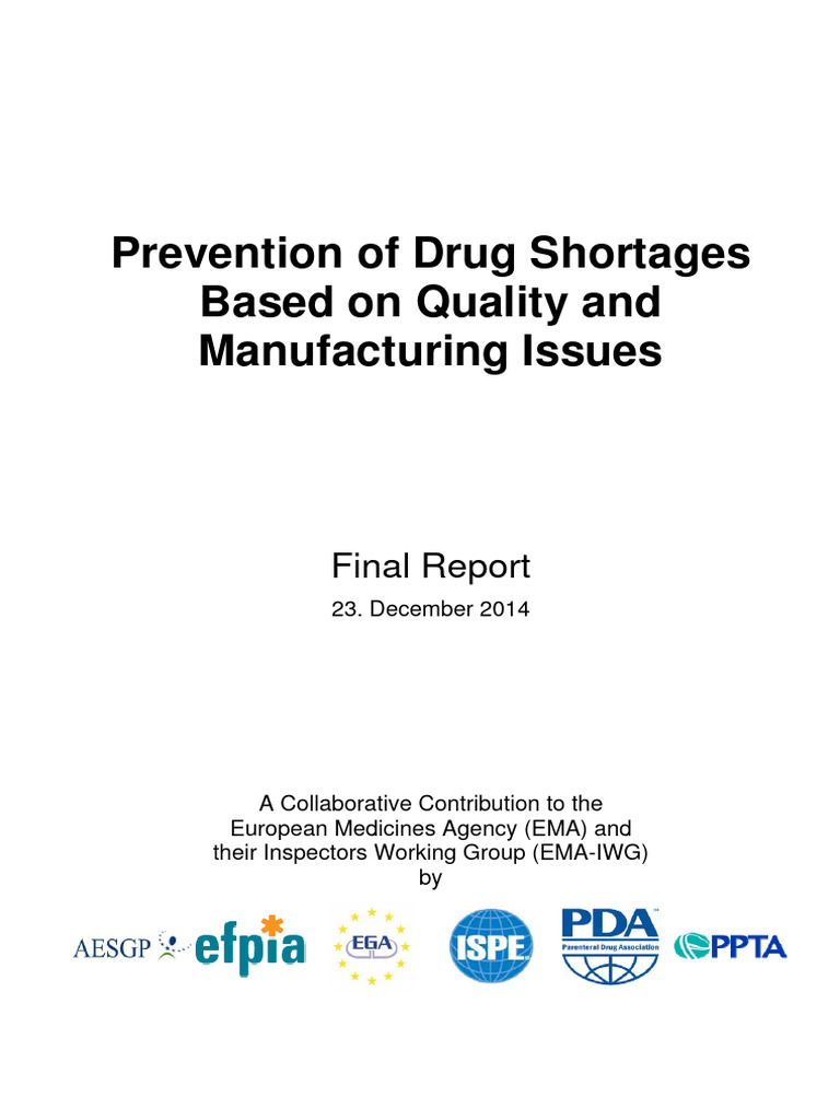 Prevention Drug Shortages Report Ema | PDF | Quality Management System ...
