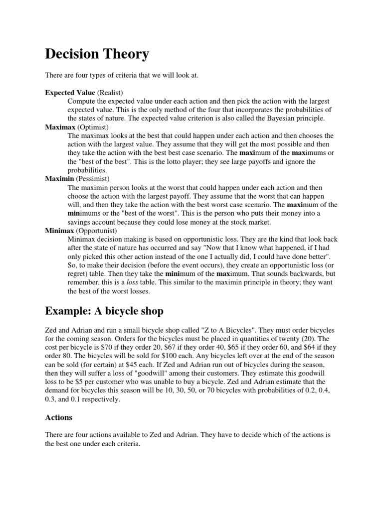 Decision Theory | PDF | Matrix (Mathematics) | Applied Mathematics