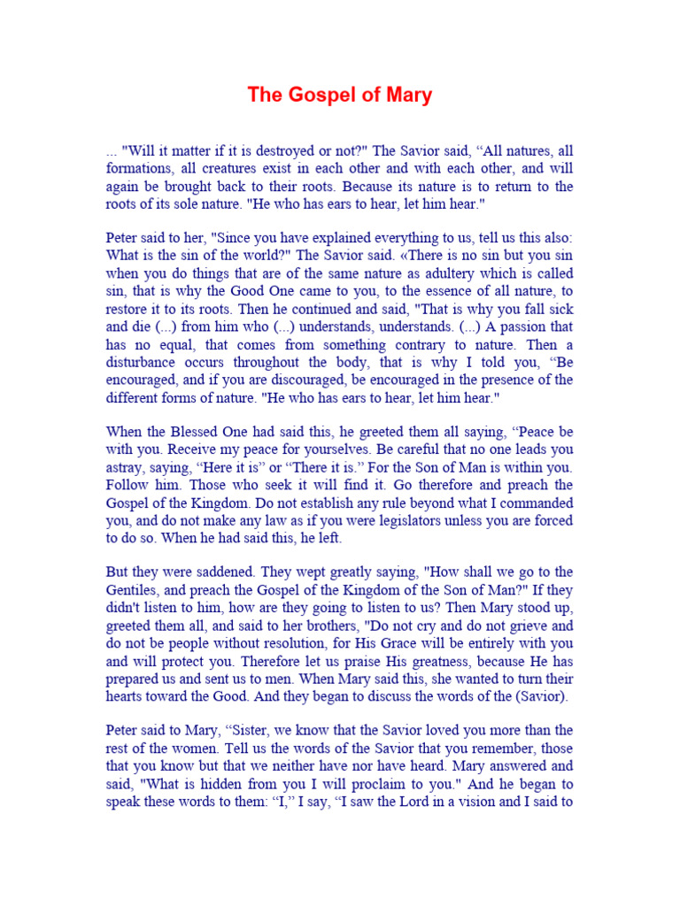 The Gospel of Mary | Download Free PDF | Jesus | Religious Belief And Doctrine