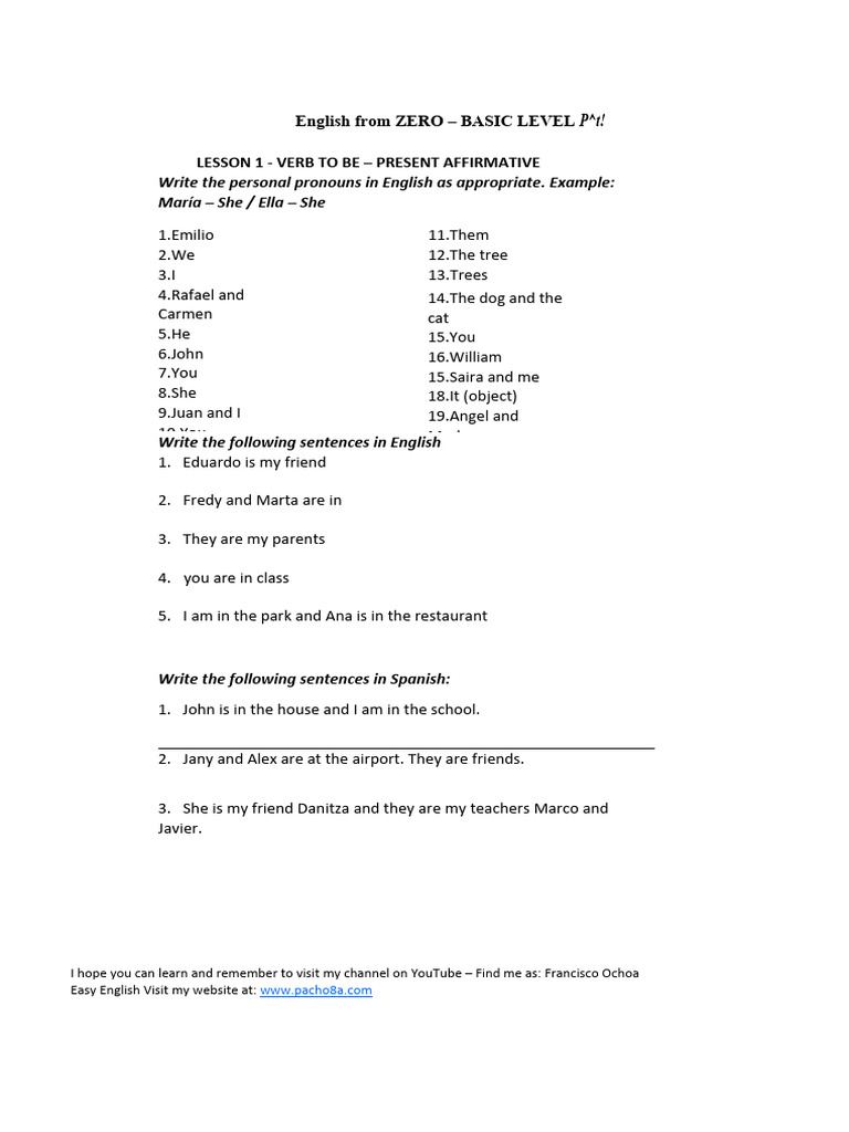 English From ZERO - BASIC LEVEL | PDF | English Language | Verb