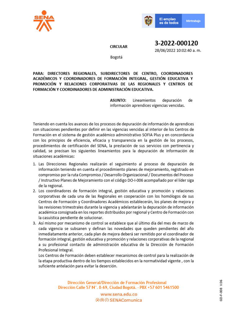 Circular Sena 0120 2022 | PDF