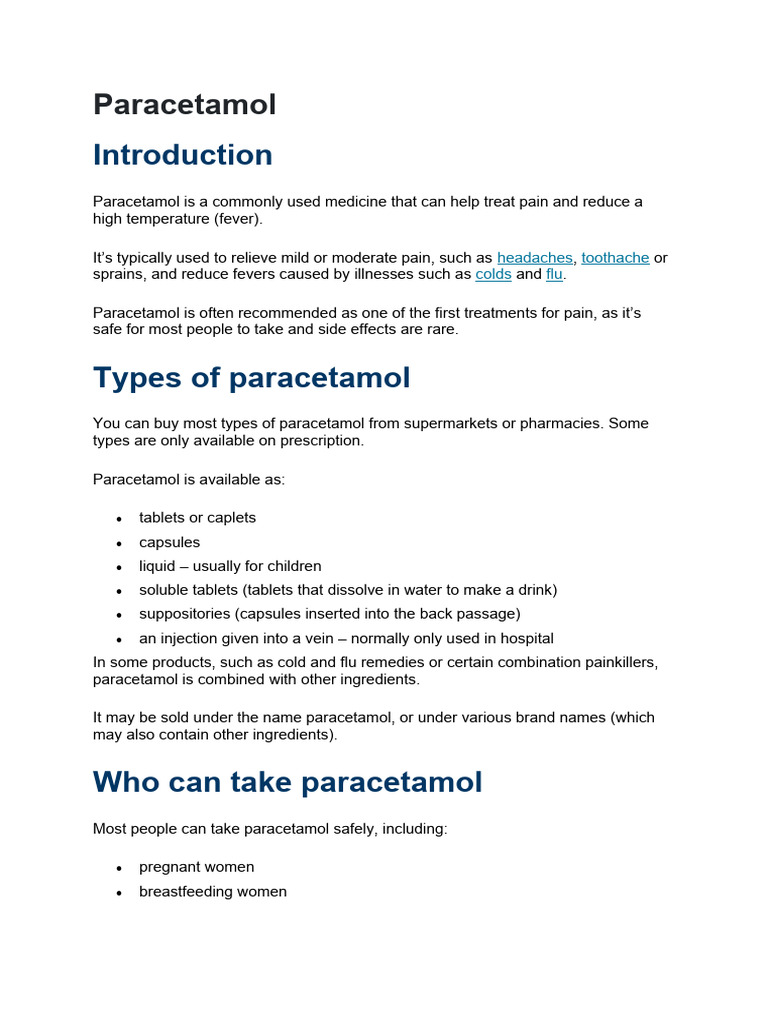 Paracetamol | PDF | Dose (Biochemistry) | Chemistry