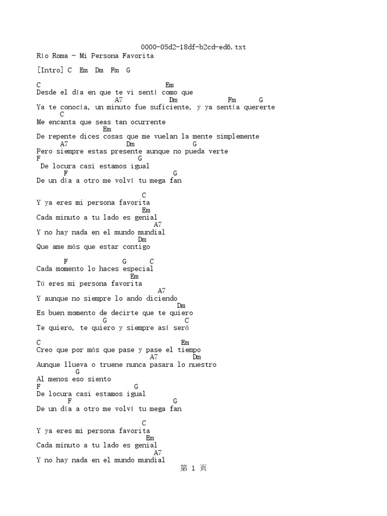 Río Roma - Mi Persona Favorita | PDF