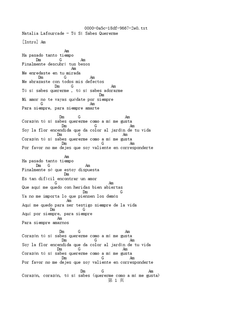 Natalia Lafourcade - Tú Sí Sabes Quererme | PDF