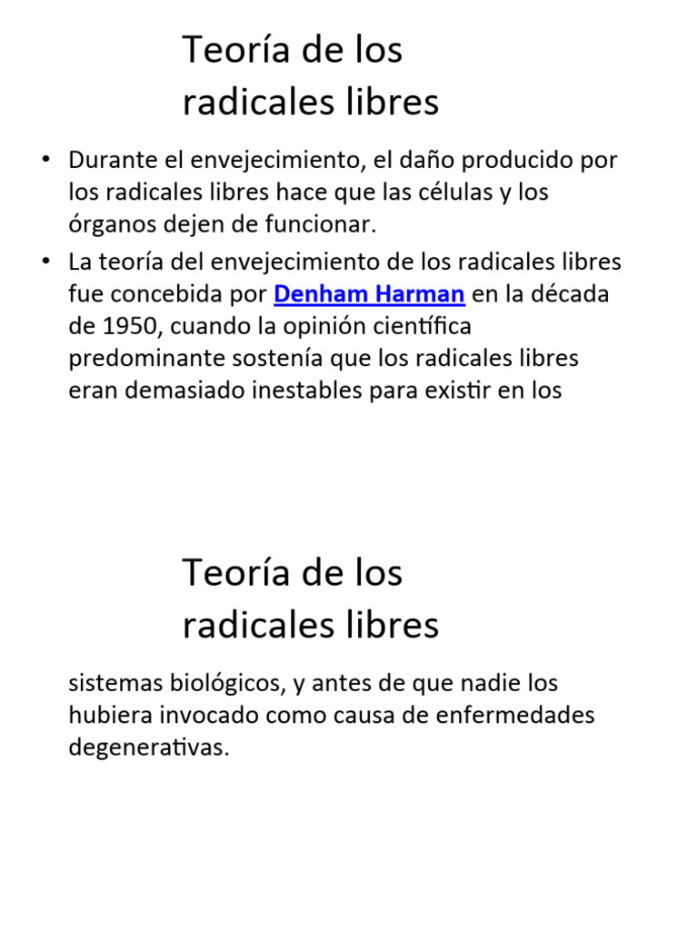 Teoría de los radicales libres y envejecimiento | PDF | Radical ...