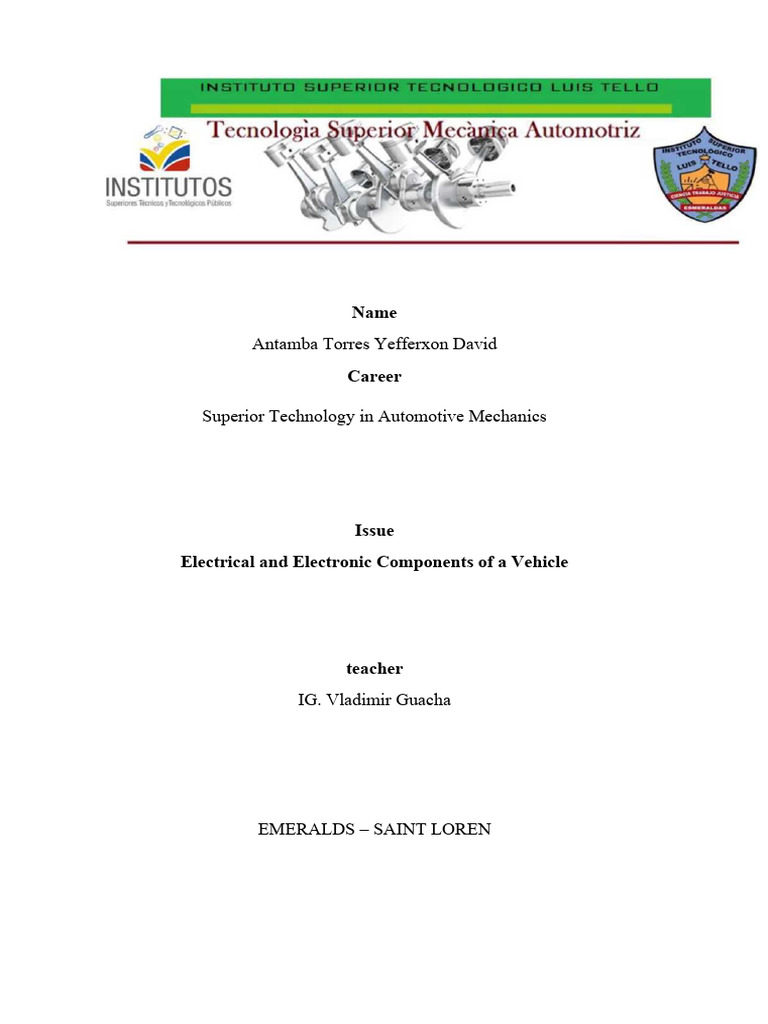 Electrical and Electronic Components of A Car PDF | PDF | Electric ...