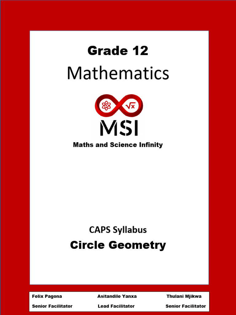 Grade 12 Circle Geometry Activities | PDF | Circle | Pi