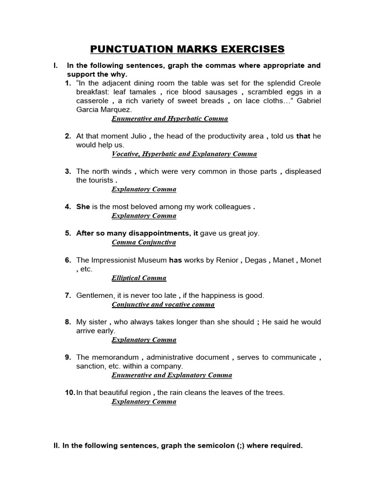 Punctuation Marks Exercises | PDF | Cell (Biology) | Ecuador